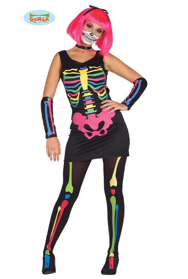 Déguisement adulte Robe neon squelette taille M - CASH FÊTES LATTES